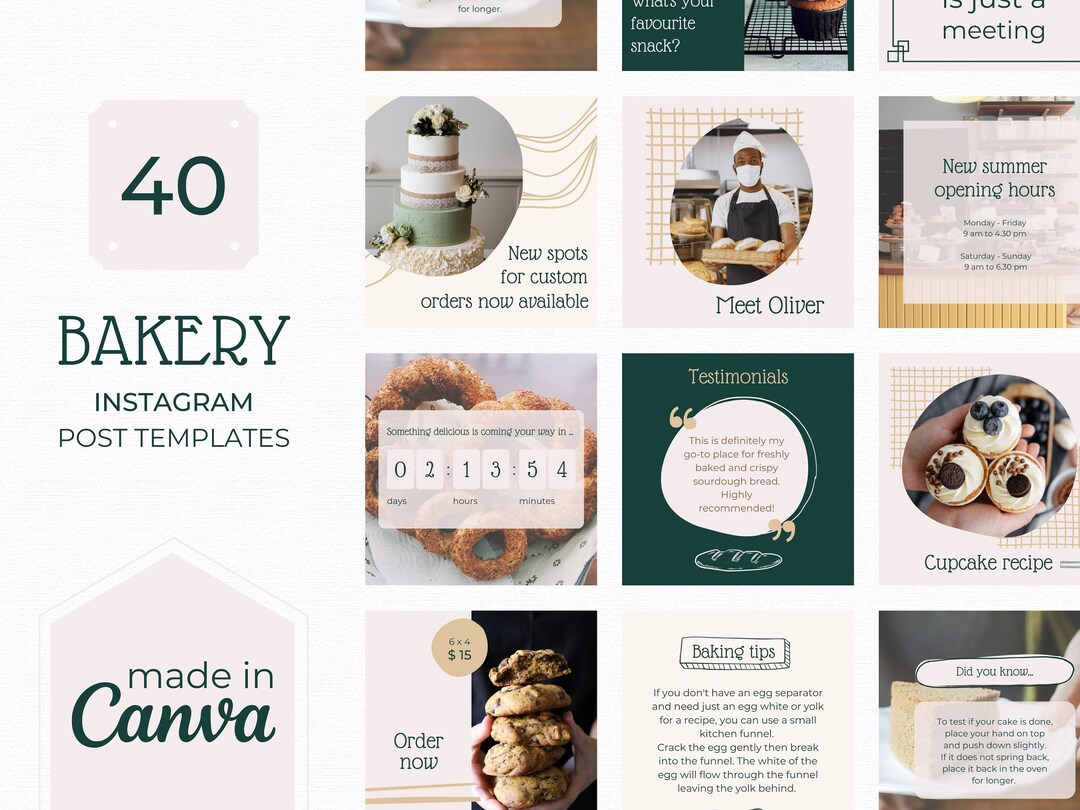 40 Bakery Instagram Post Canva Template Portrait Canva Instagram Feed ...