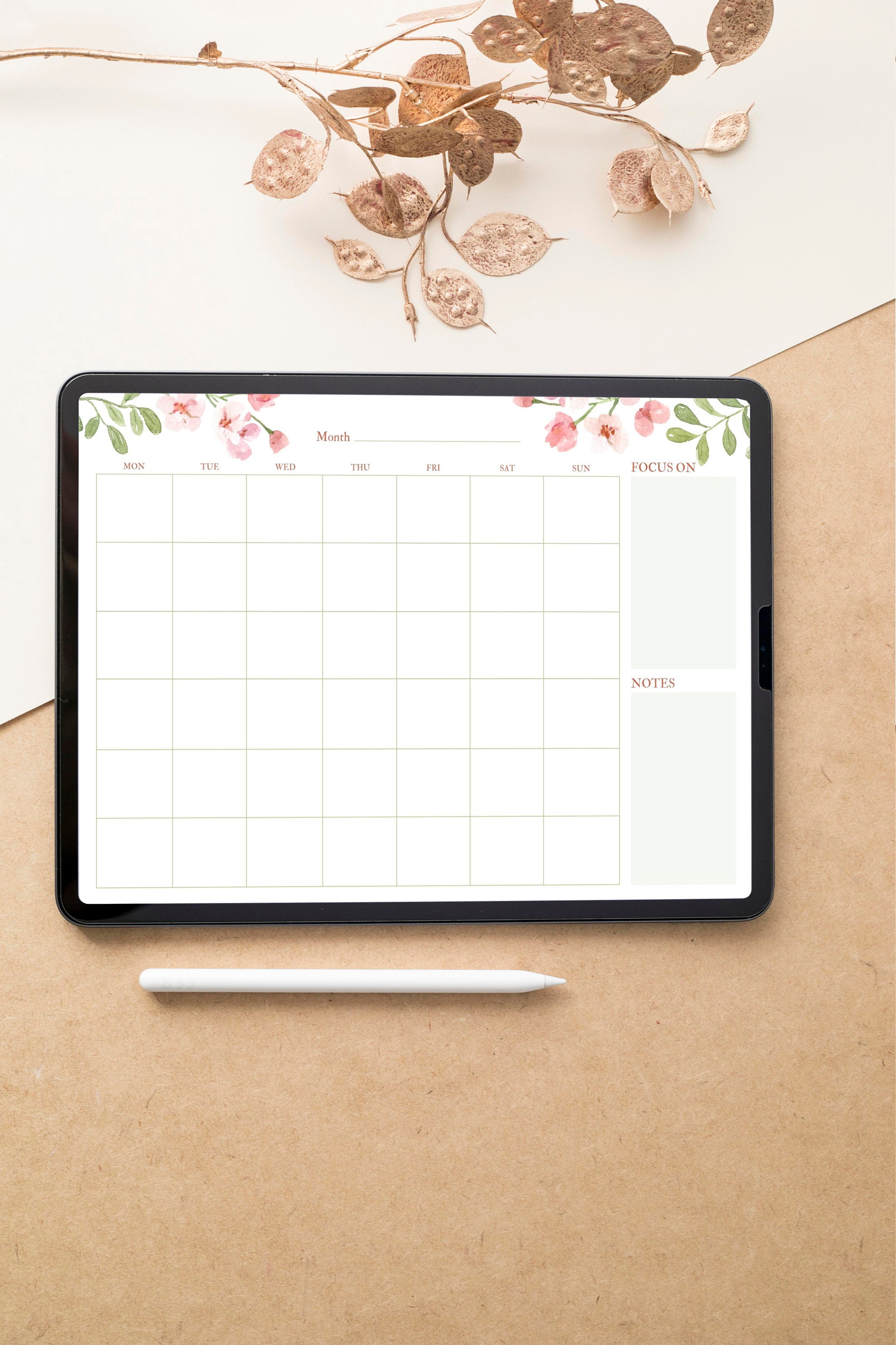 Undated Monthly Planner Printable, Printable Desk Monthly Planner ...