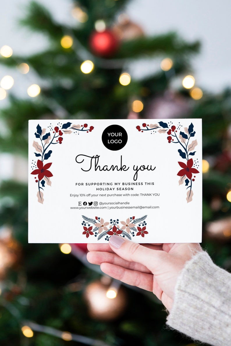 Christmas Thank You Card Template Editable Thank You Card - Etsy UK