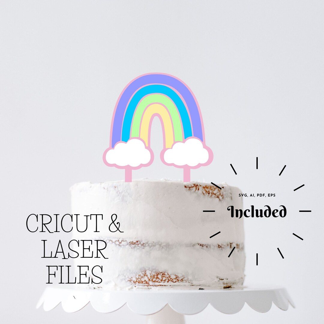 Rainbow Cake Topper Svg File boho 1 Layer Cake Topper - Etsy
