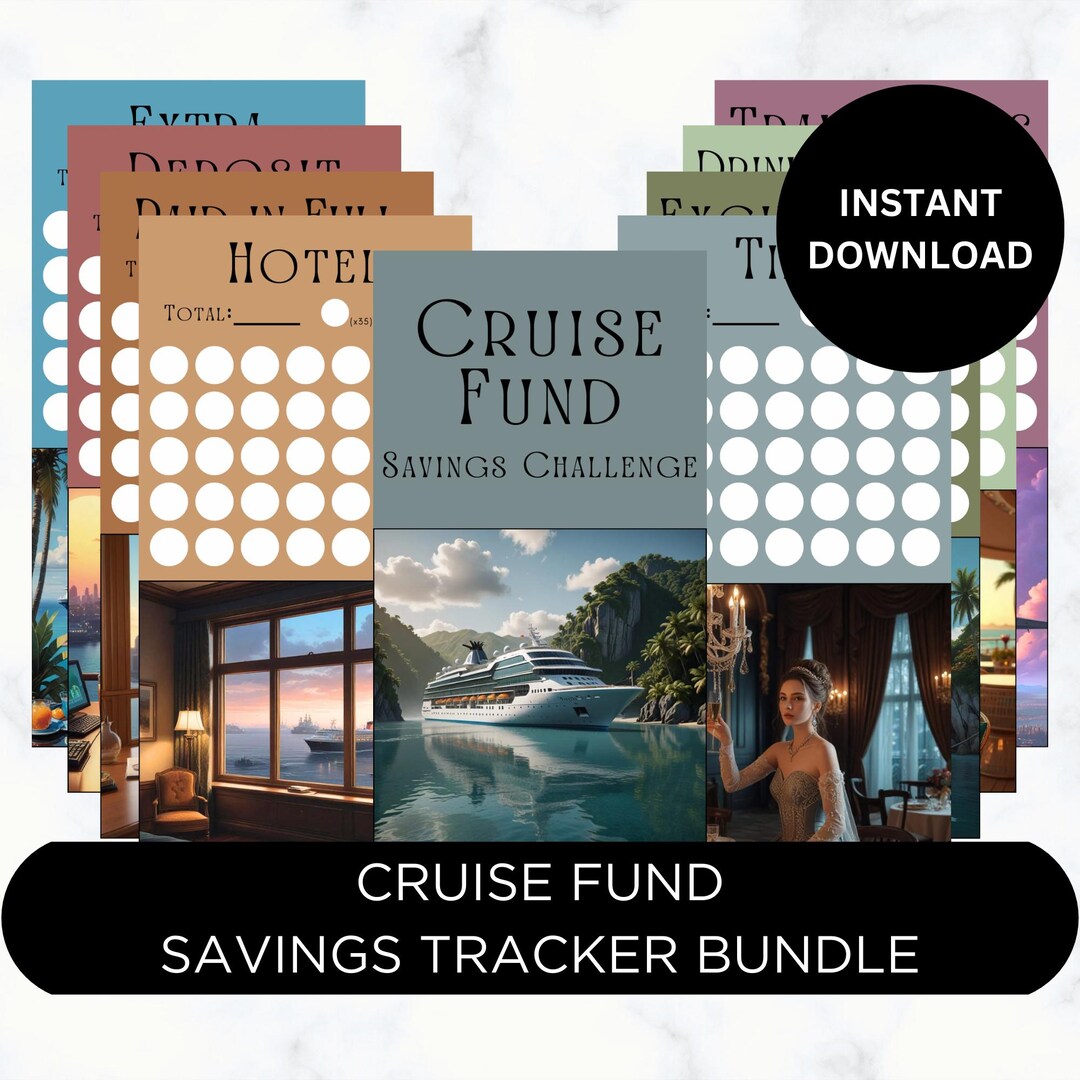 Printable “cruise Fund” Savings Tracker Bundle, 8 Trackers & 1 ...