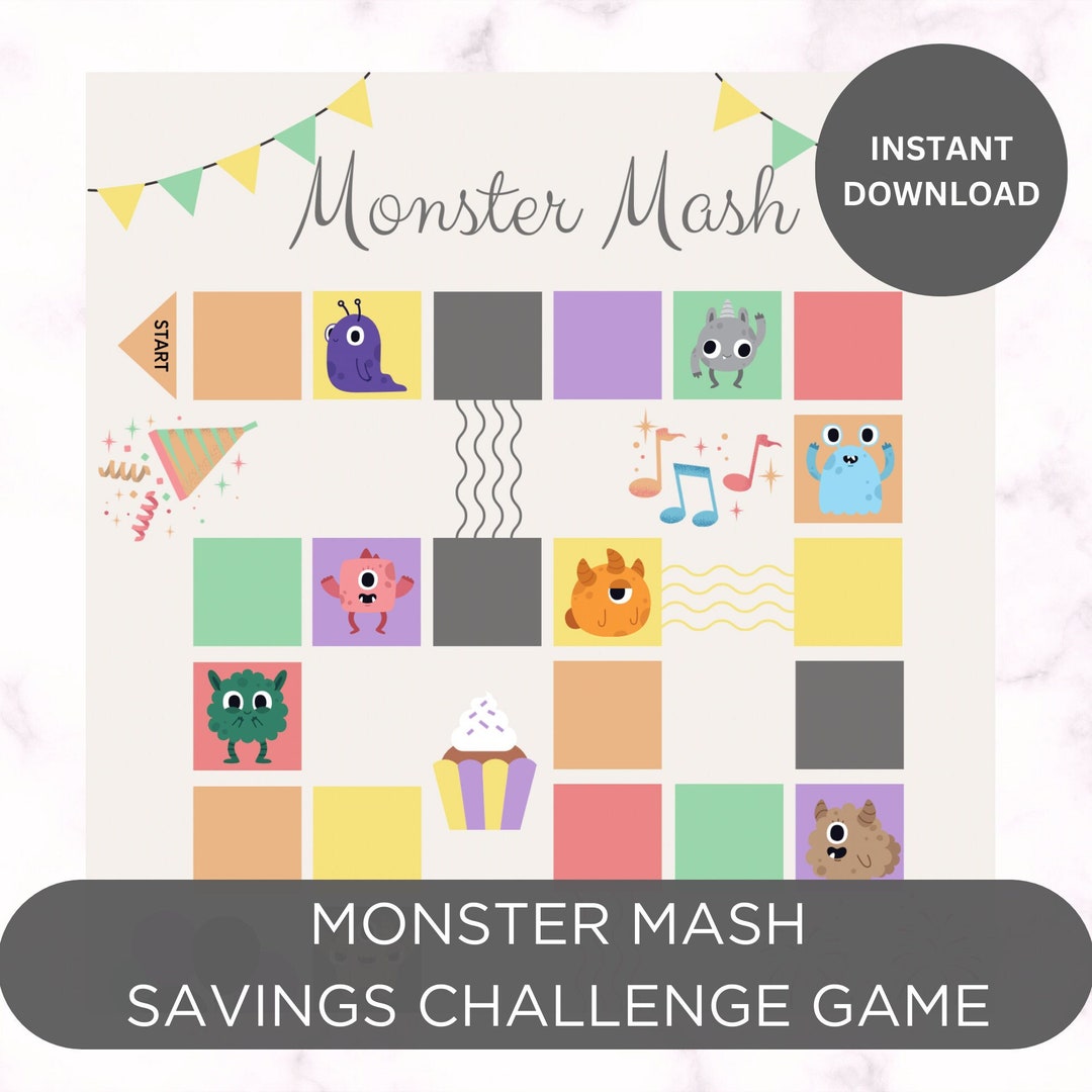 Printable monster Mash Savings Challenge Game, Cash Envelope Stuffing ...
