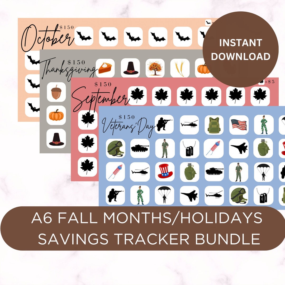 Printable Fall Months & Holidays Savings Challenge Bundle, Cash ...