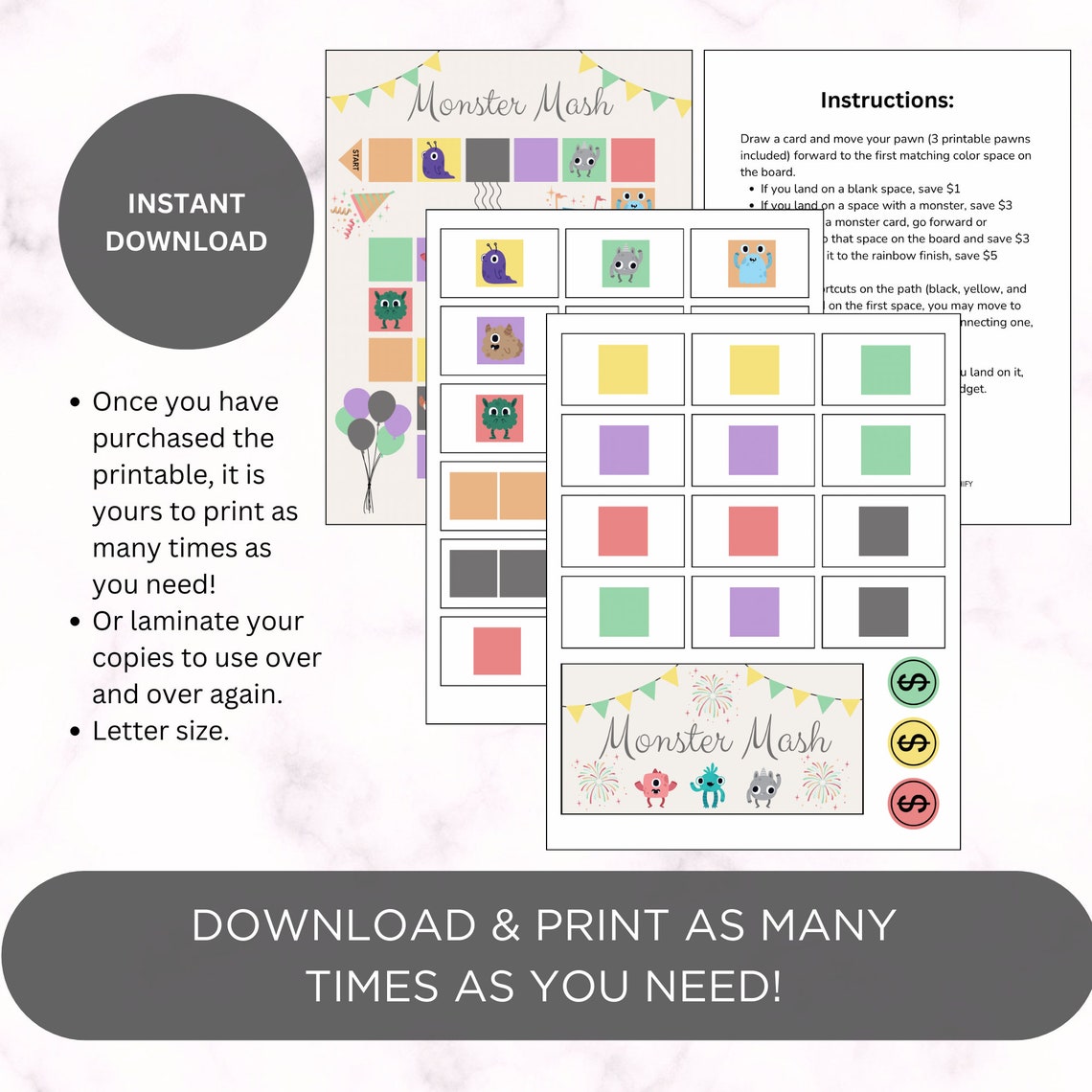 Printable monster Mash Savings Challenge Game, Cash Envelope Stuffing ...