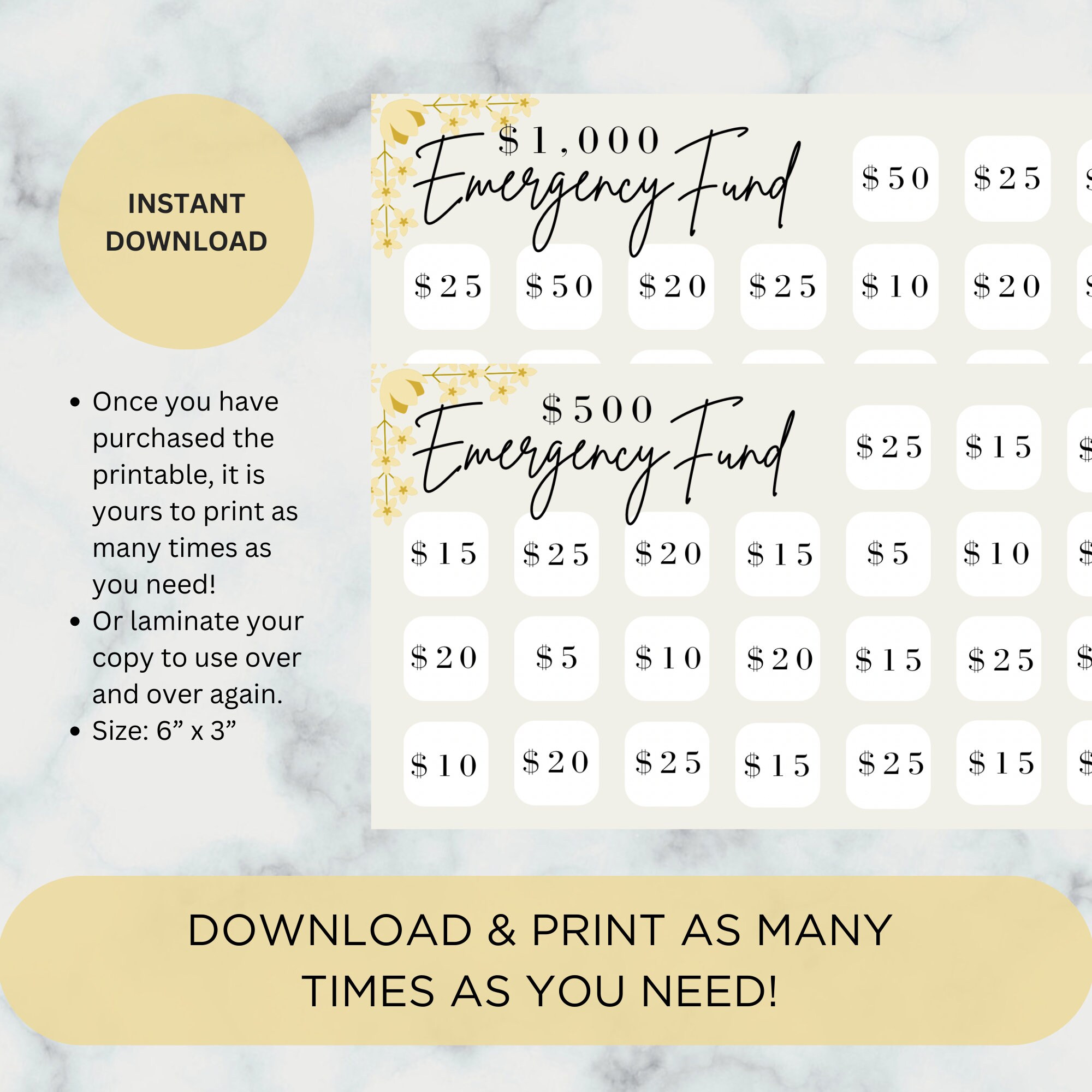 Printable Emergency Fund Savings Tracker, Savings Challenge, Cash ... Printable Emergency Fund Savings Tracker, Savings Challenge, Cash ...