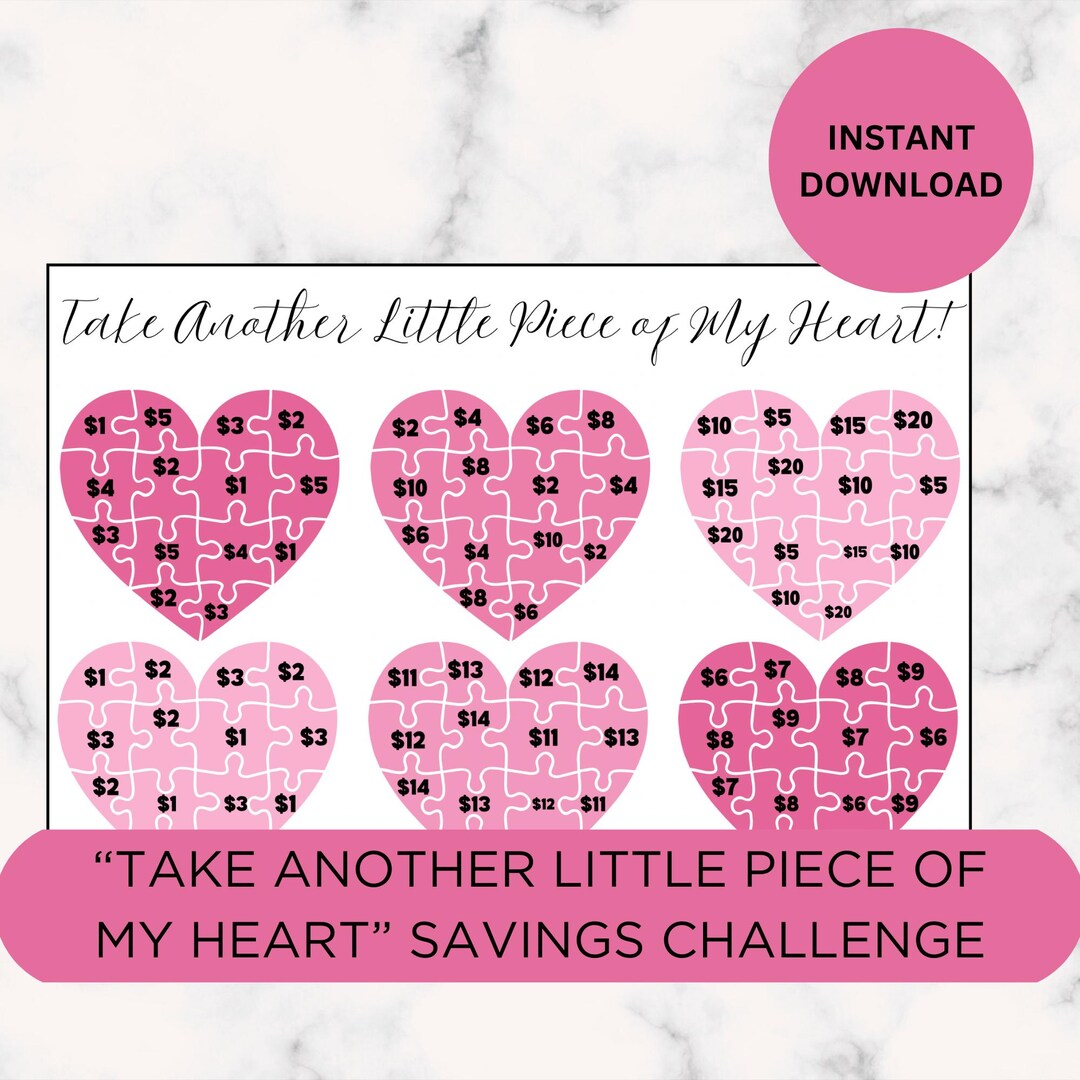Printable “take Another Little Piece of My Heart” Savings Challenge ...