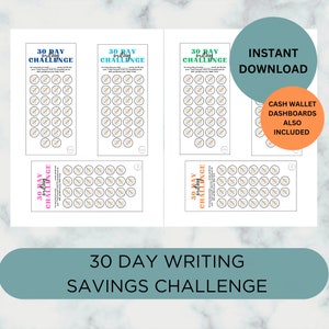 Printable 30 Day Writing Savings Challenge, Nanowrimo Habit Tracker ...