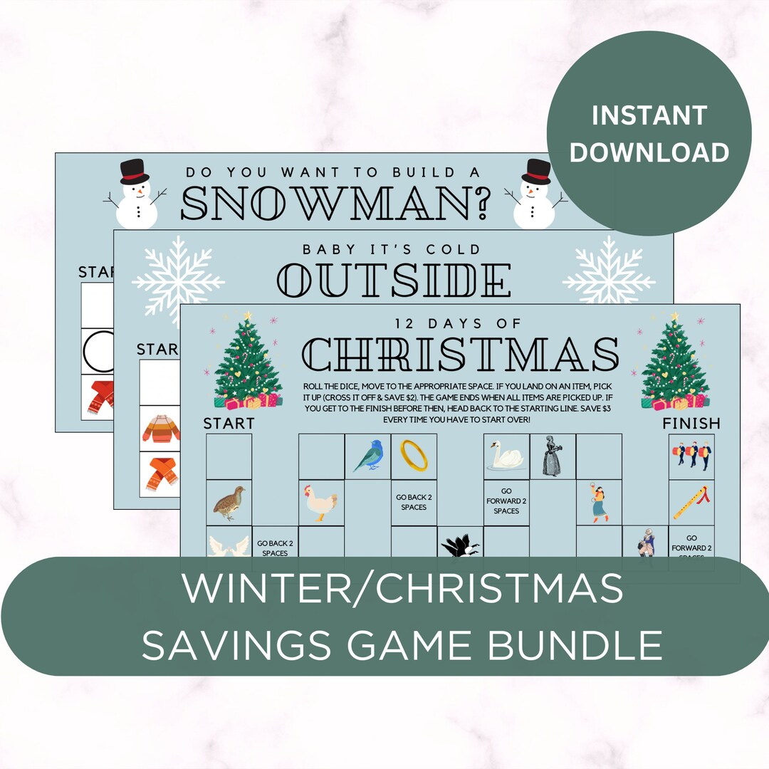 Printable Winter/christmas Savings Challenge Game Bundle, Cash Stuffing ...