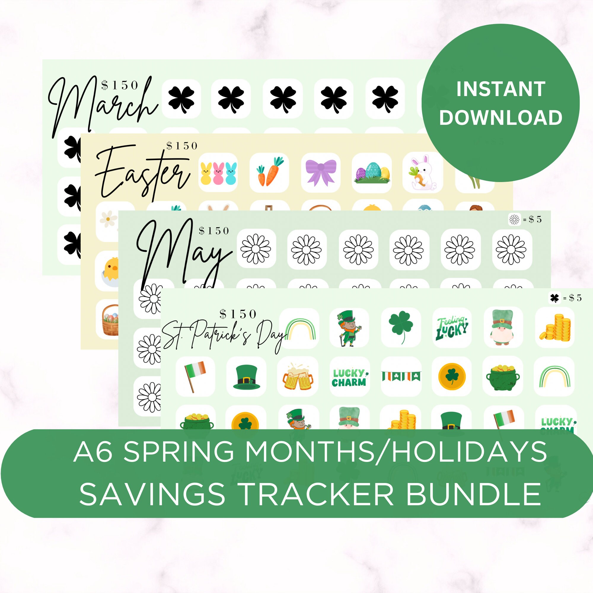Printable Spring Months & Holidays Savings Challenge Bundle, Cash ...