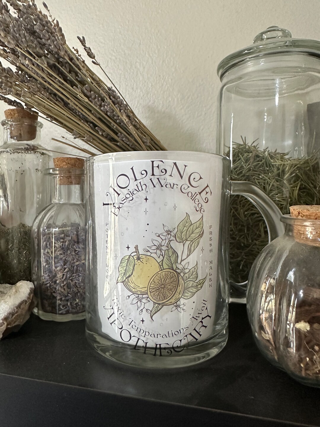 Violence Apothecary 15 Oz Clear Mug, Fourth Wing/iron Flame Inspired ...