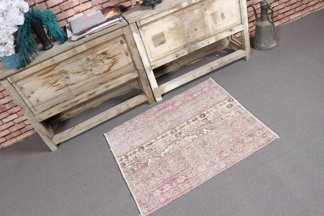 Vintage Turkish Door Mat, Pink Oriental Pattern, Bohemian Decor, 2x3ft ...