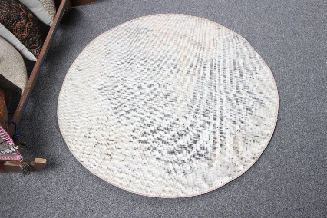 Round Rug, 3x3 Ft Small Rugs, Turkish Rug, Vintage Rug, Antique Rugs ...