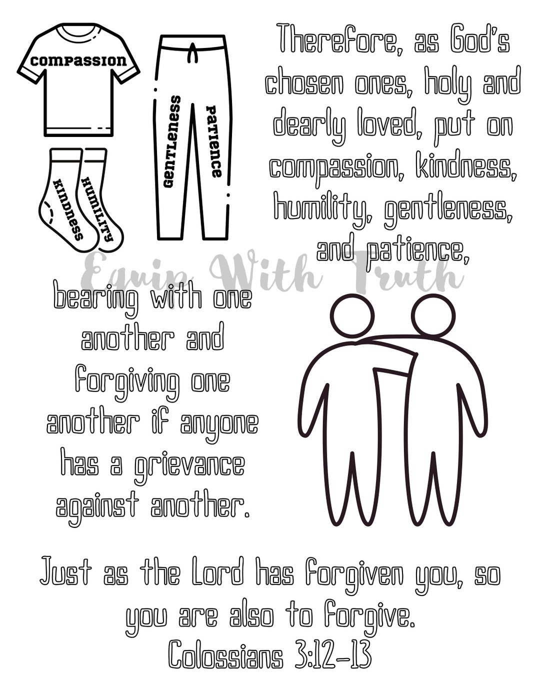 Colossians 3:12-13 Coloring Page - Etsy
