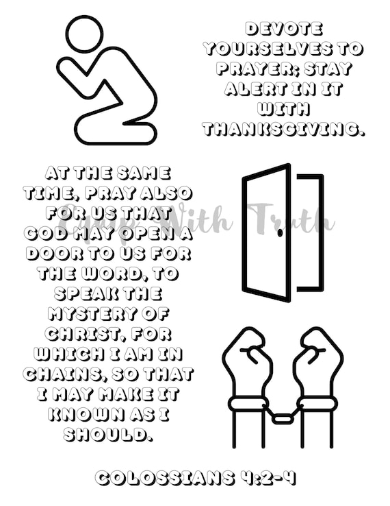 Colossians 4:2-4 Coloring Page | Etsy