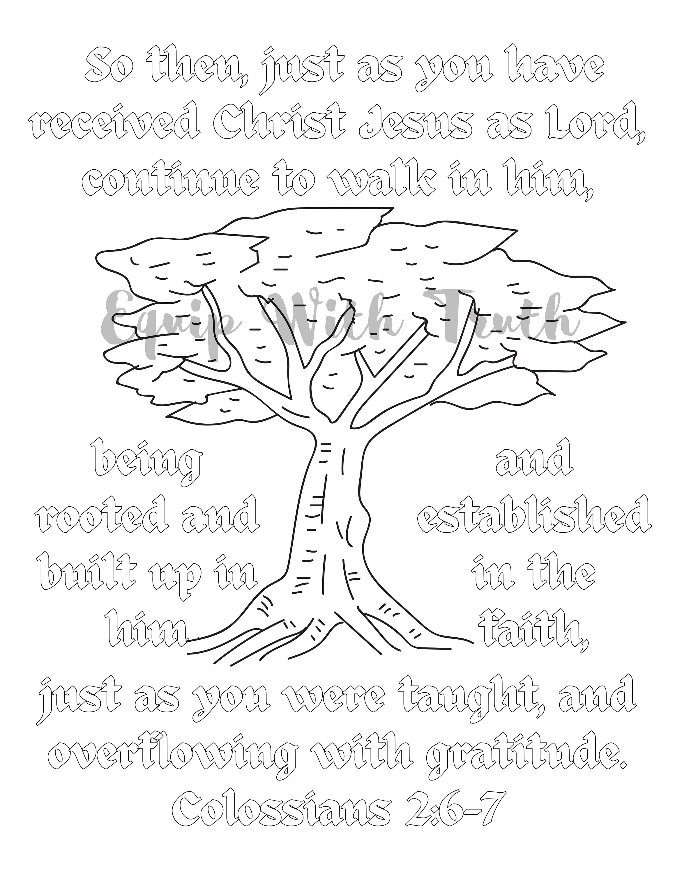 Colossians 2:6-7 Coloring Page - Etsy