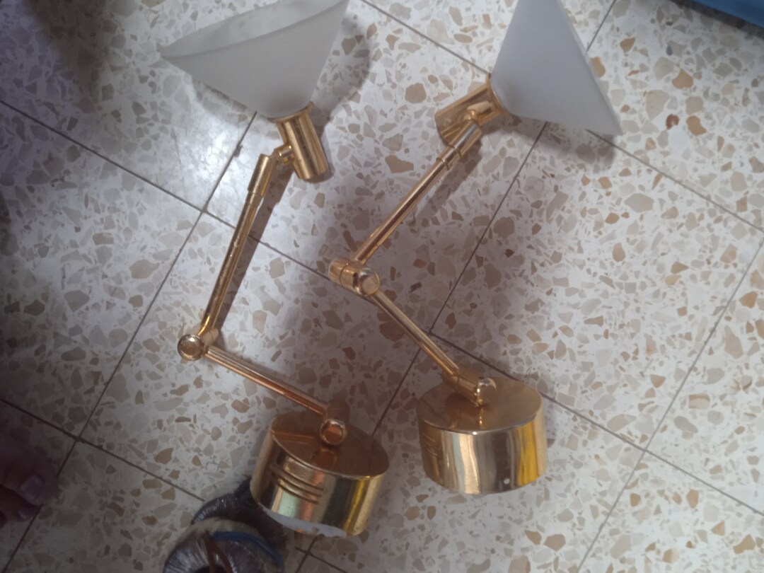 Vintage Touch Sorting Light With Brass Base. Lampshade Glass. - Etsy