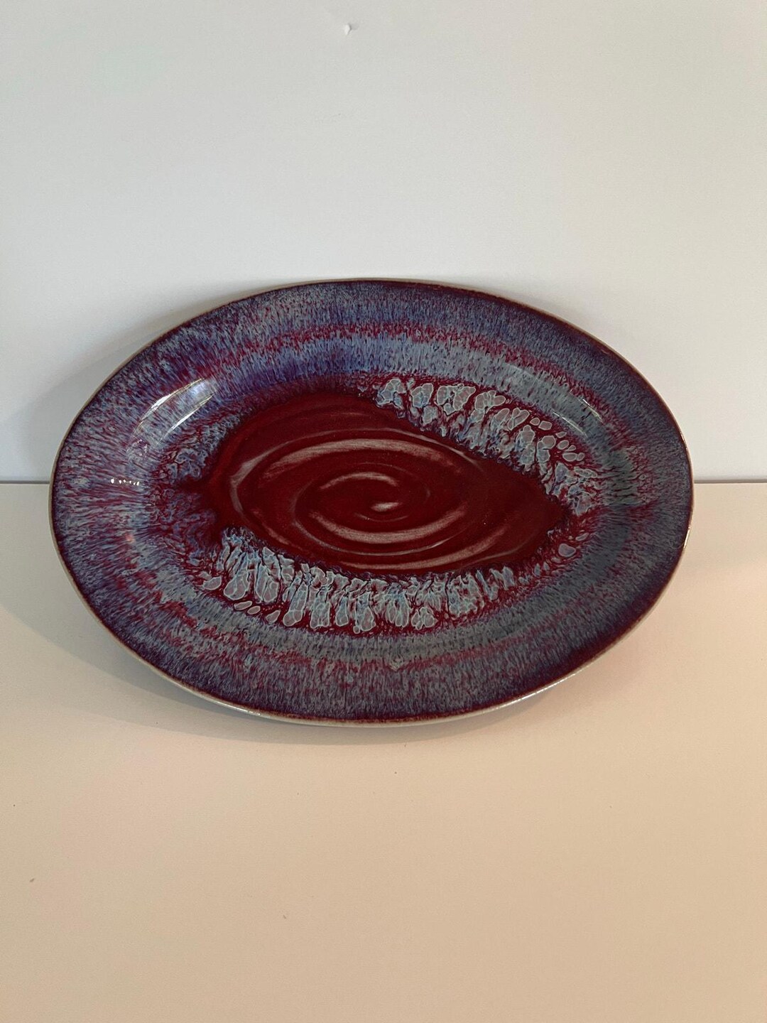 Jason Silverman Signed Glazed Ceramic Unique Decorative Plate Blue ...