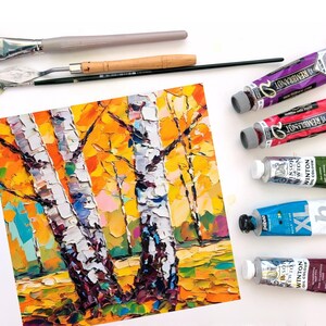 Aspen Birch Trees Original Oil Painting: Impasto Forest Landscape Art ...