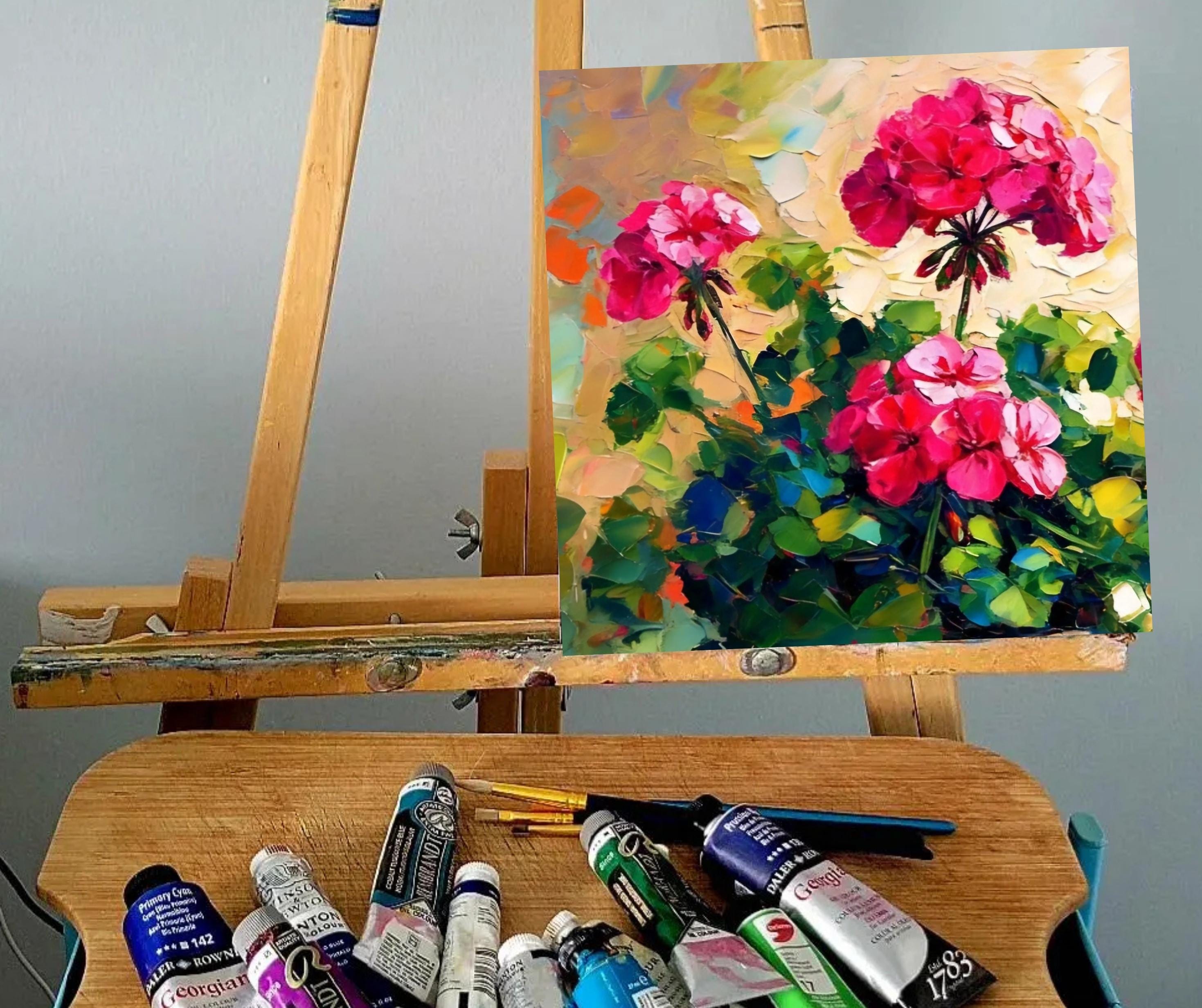 Geranium Oil Painting Original on Canvas Impasto Floral Wall Art - Etsy