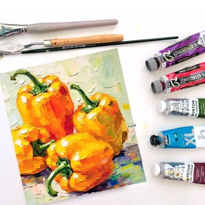 Impasto Pepper Painting: Kitchen Still Life Oil Painting, 10x10 - Etsy