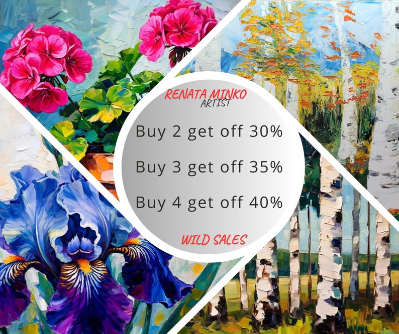 Irises Original Oil Painting Impressionist Floral Impasto Art Textured ...