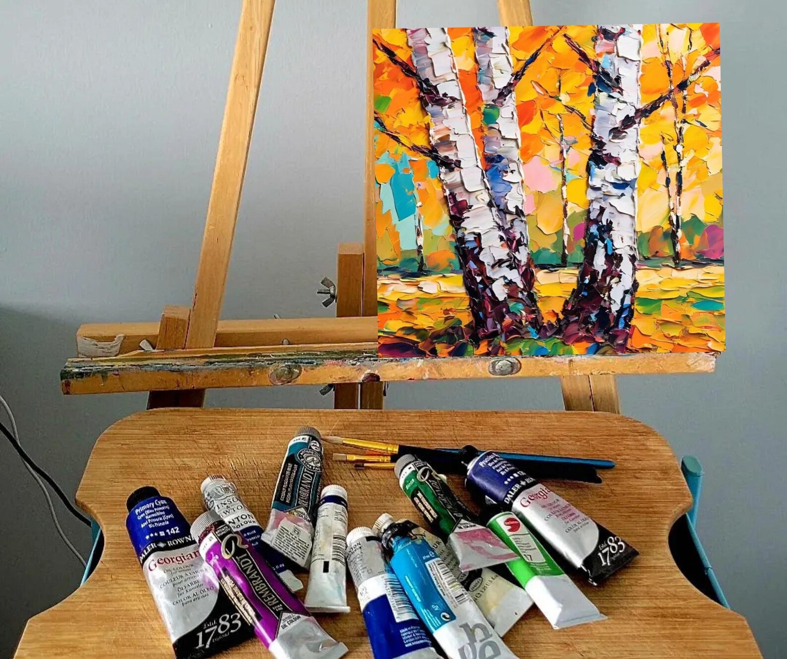 Aspen Birch Trees Original Oil Painting: Impasto Forest Landscape Art ...