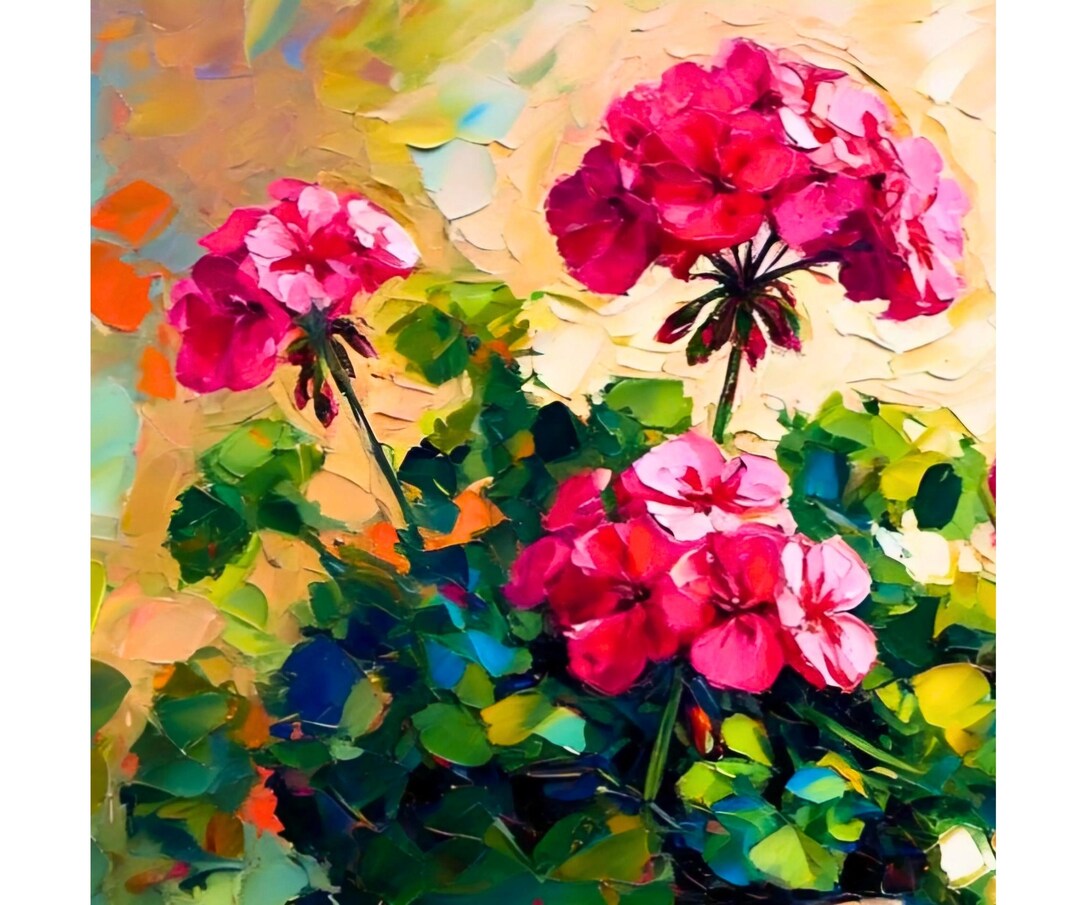 Geranium Oil Painting Original on Canvas Impasto Floral Wall Art - Etsy