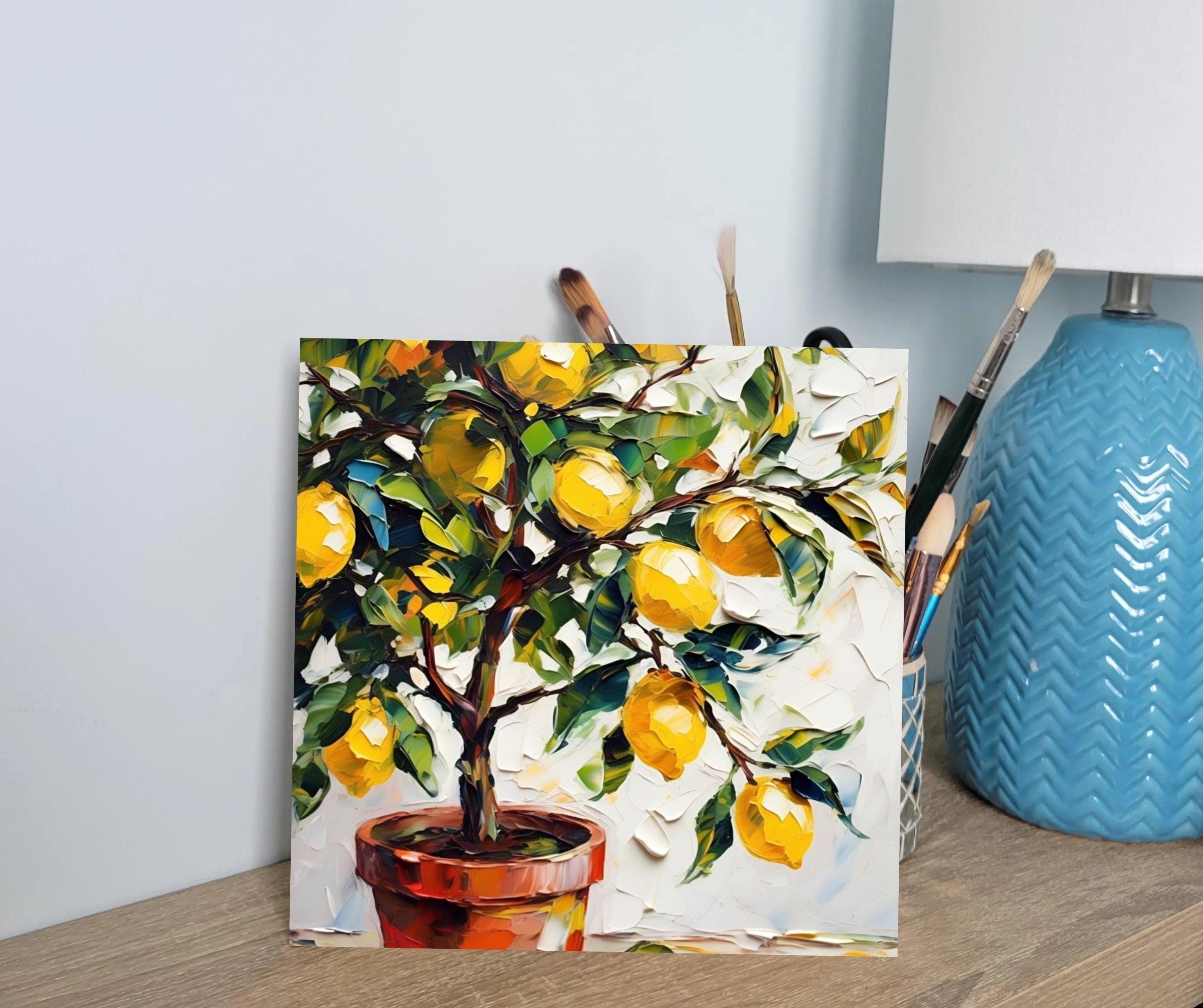 Lemon Tree Original Oil Painting: Textured Citrus Kitchen Art - Etsy