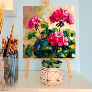 Geranium Oil Painting Original on Canvas Impasto Floral Wall Art - Etsy