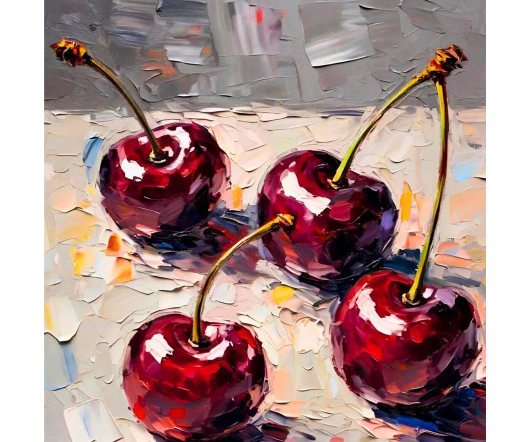 Cherry Oil Painting: Original Impasto Fruit Still Life - Etsy