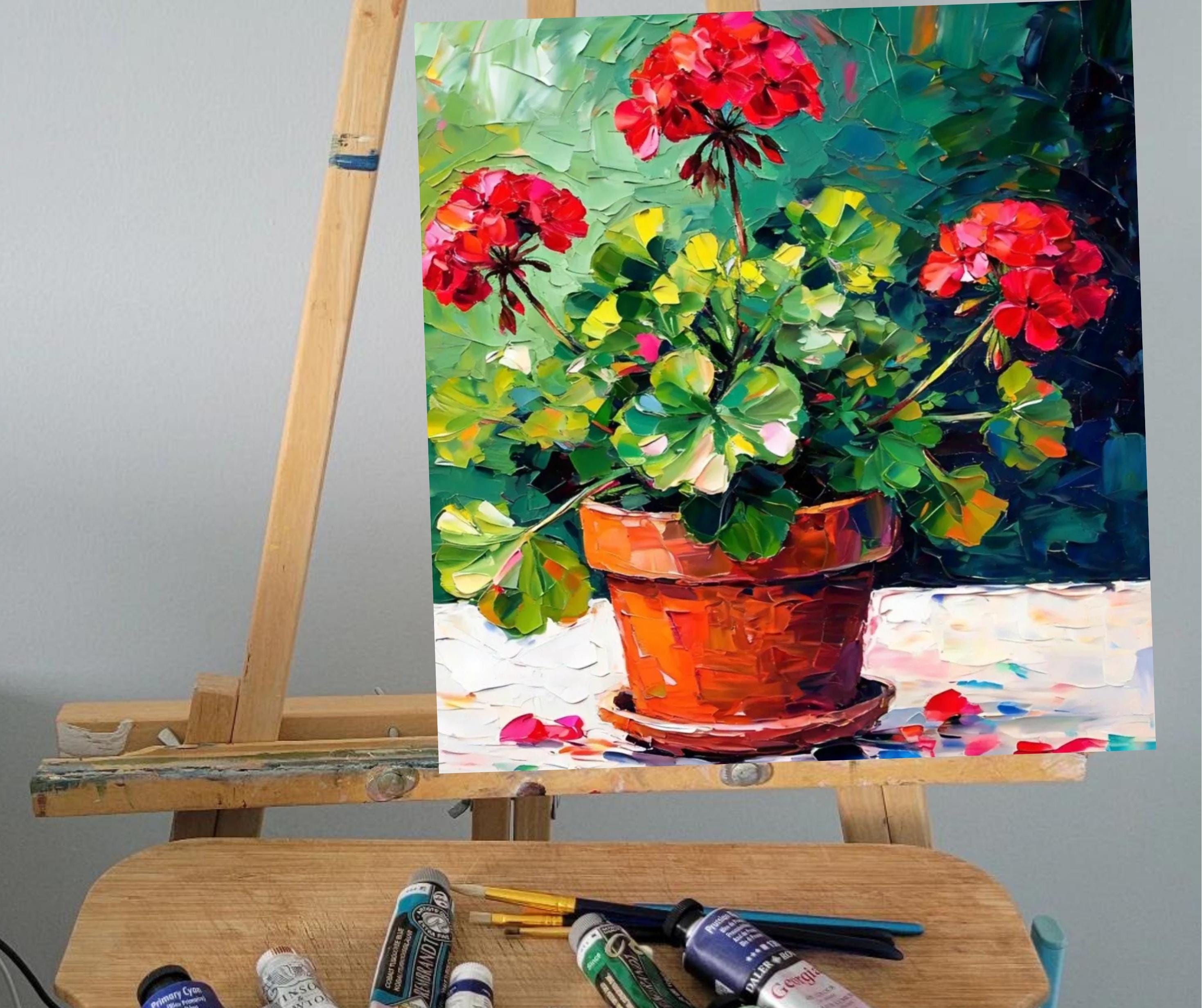 Geranium Original Oil Painting: Vibrant Floral Impasto Art - Etsy
