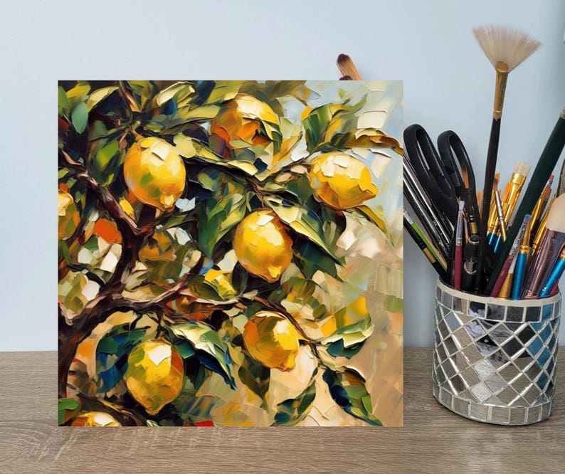 Lemon Tree Oil Painting: Textured Citrus Kitchen Still Life - Etsy