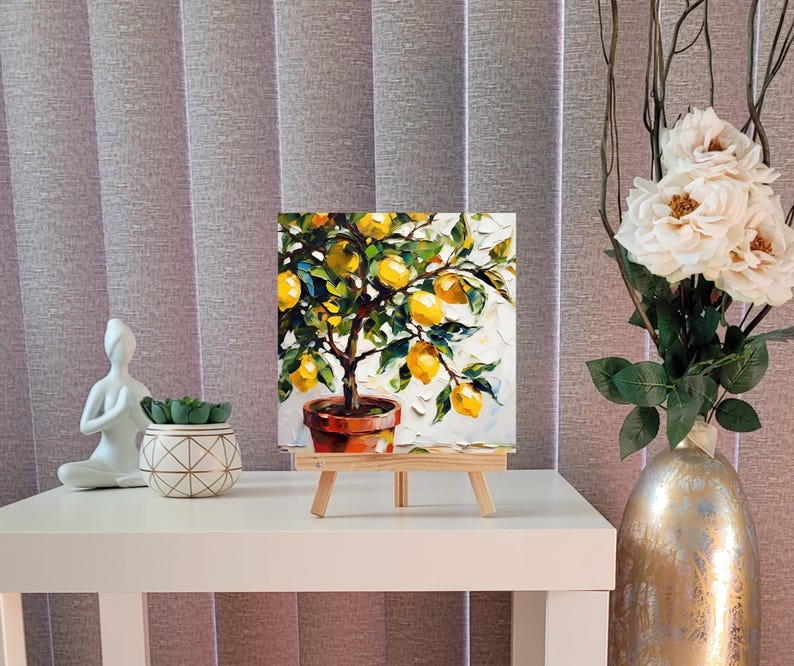 Lemon Tree Original Oil Painting: Textured Citrus Kitchen Art - Etsy