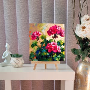 Geranium Oil Painting Original on Canvas Impasto Floral Wall Art - Etsy