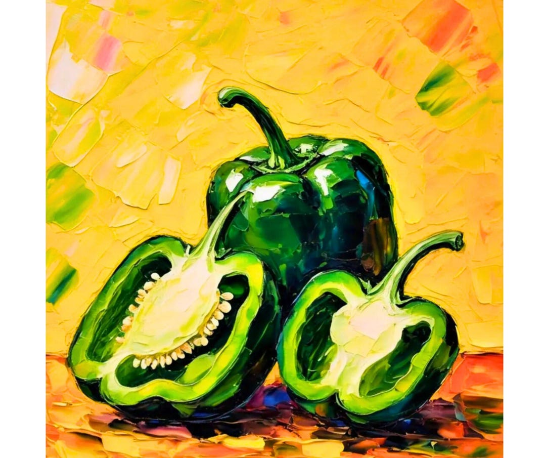 Kitchen Food Wall Art Vegetable Peppers Original Impasto Still Life ...