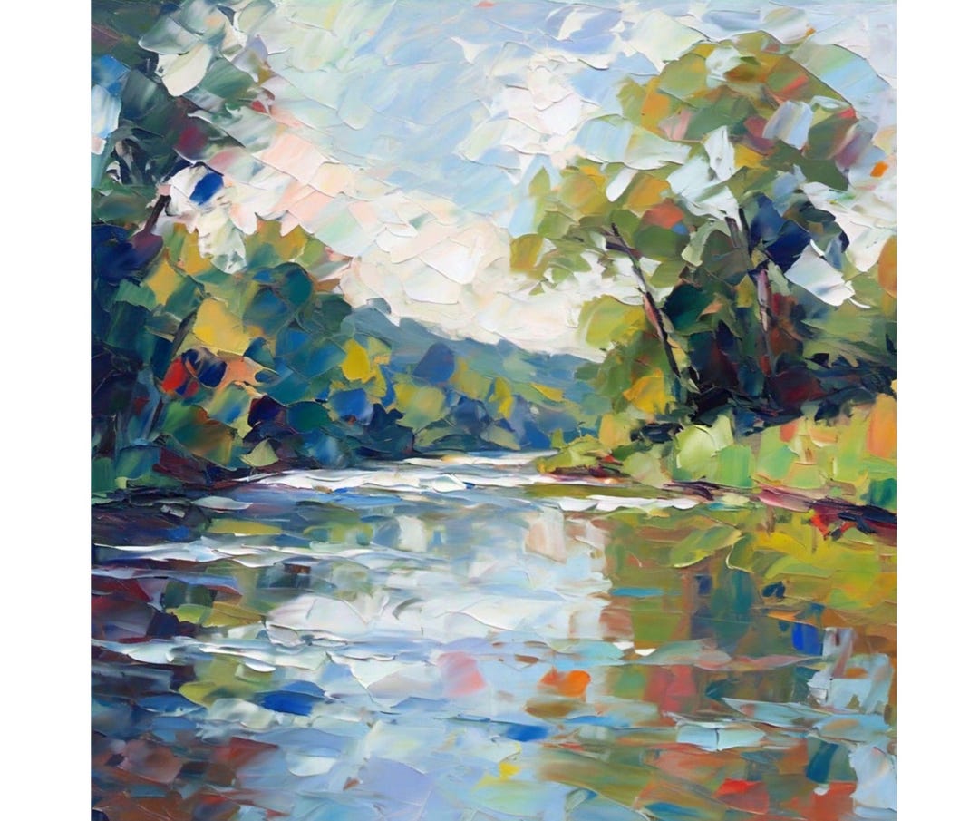 Tennessee River Scene Oil Painting or Canvas Impressionist River Wall ...