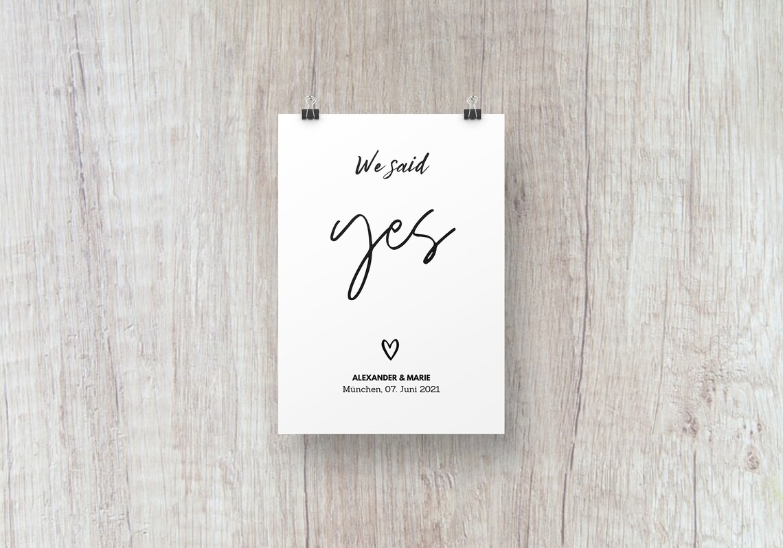 Poster We said YES Personalisiert mit Namen | Etsy