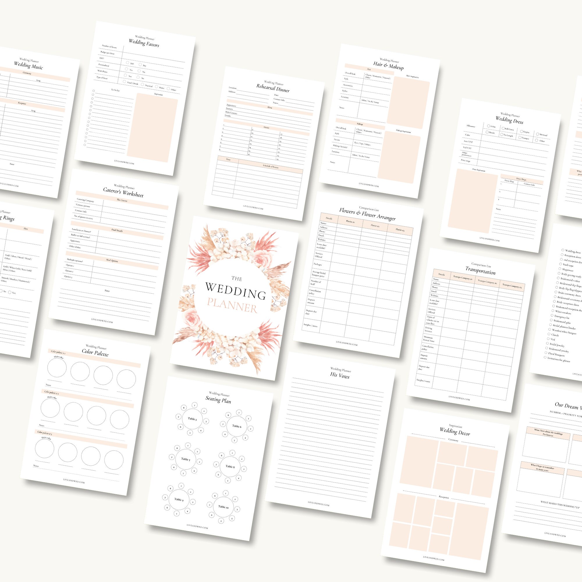 Wedding Planner Printable, Blush/boho Wedding Planner, Wedding Planner ...