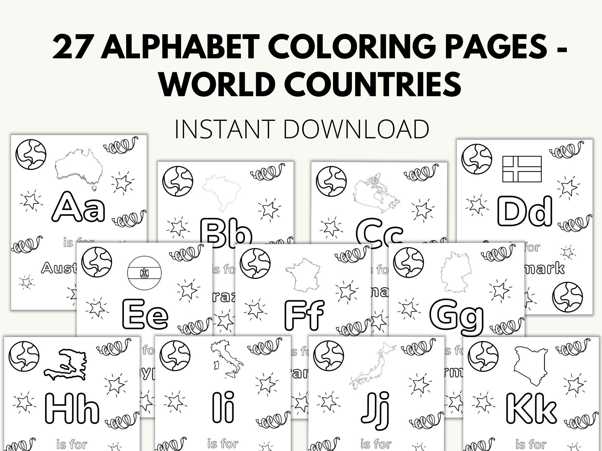 28 Printable Alphabet Country Coloring Pages: Worksheets for Kids. for ...