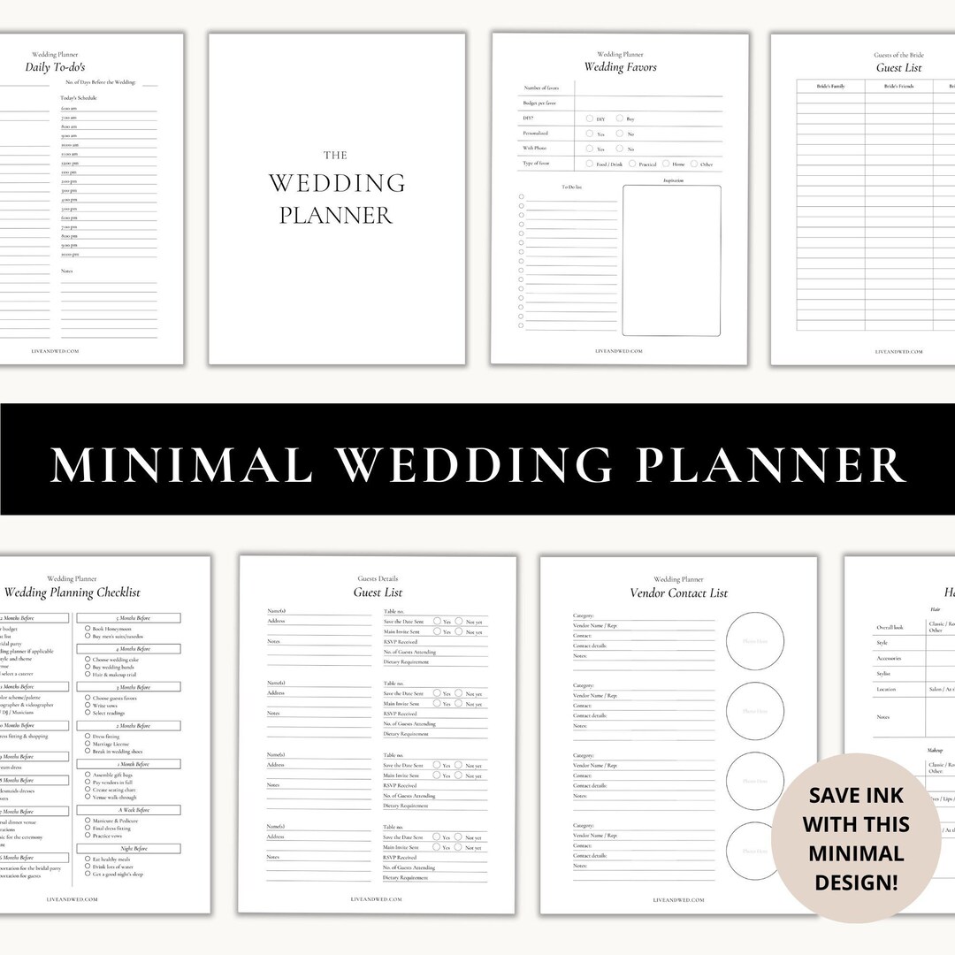 Wedding Planner Printable, Minimal Wedding Planner, Wedding Planner ...