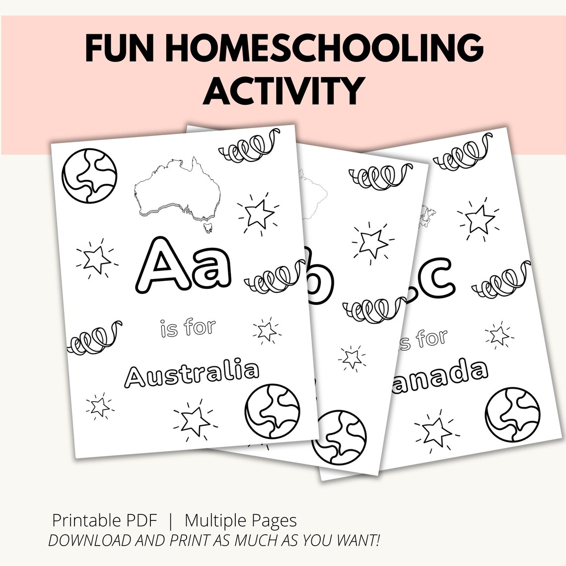 28 Printable Alphabet Country Coloring Pages: Worksheets for - Etsy