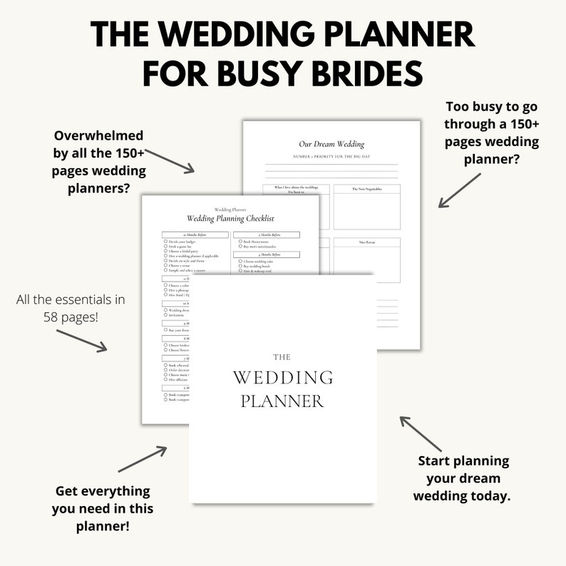 Wedding Planner Printable Minimal Wedding Planner Wedding - Etsy