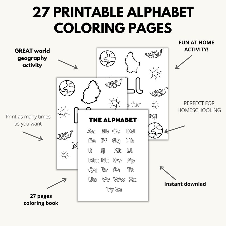 28 Printable Alphabet Country Coloring Pages: Worksheets for Kids. for ...