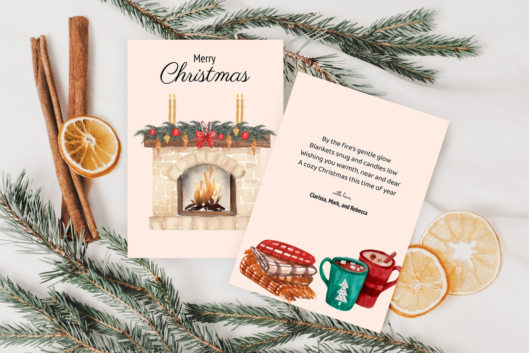 Cozy Christmas Card, Printable Template, Editable Custom 5x7 - Etsy