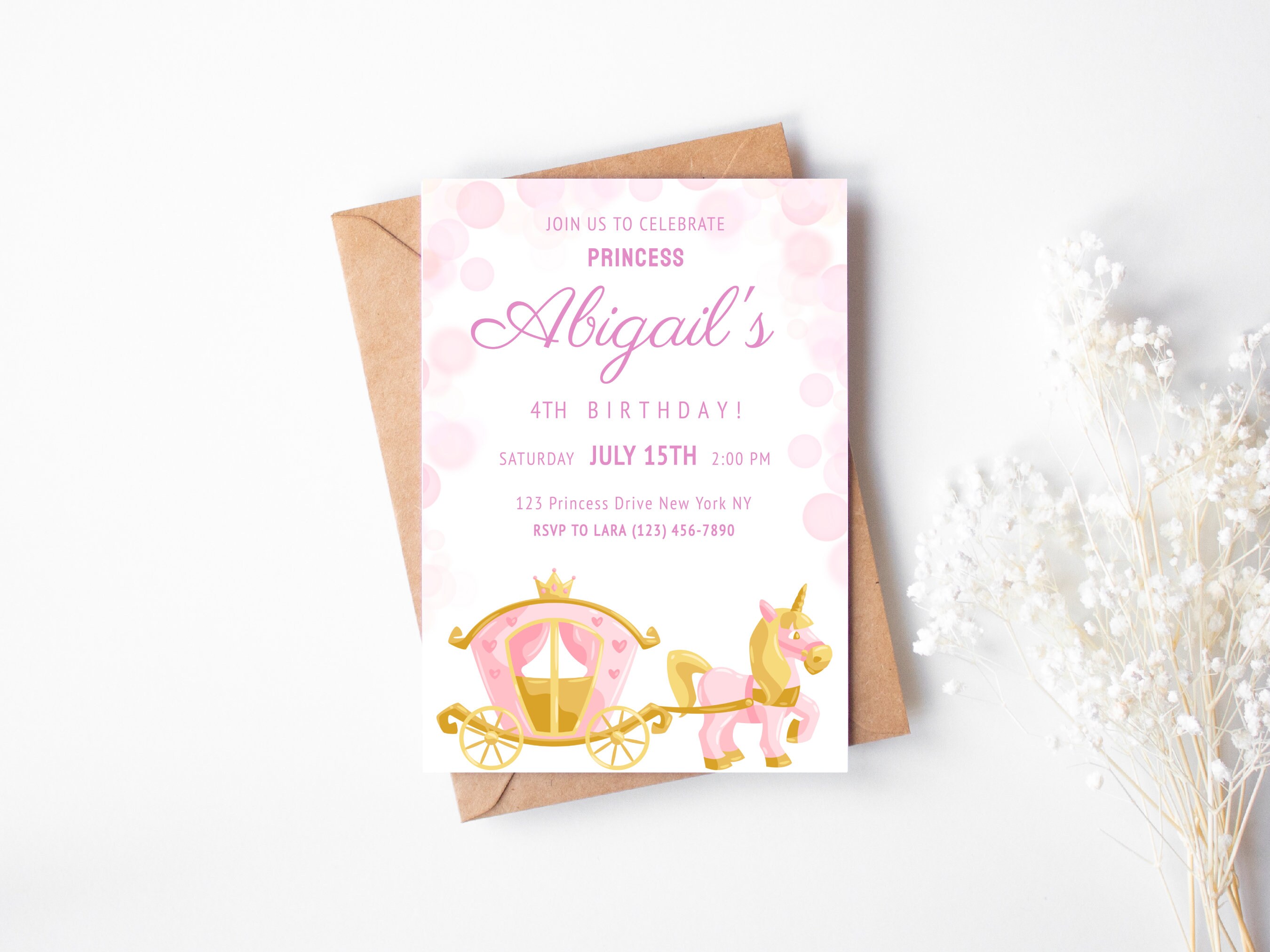 Princess Birthday Invitation Printable Template Editable - Etsy