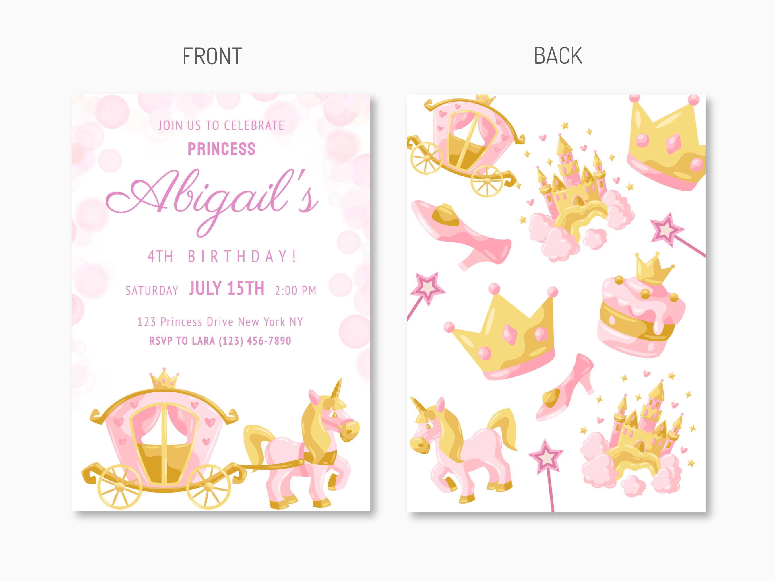 Princess Birthday Invitation Printable Template Editable - Etsy