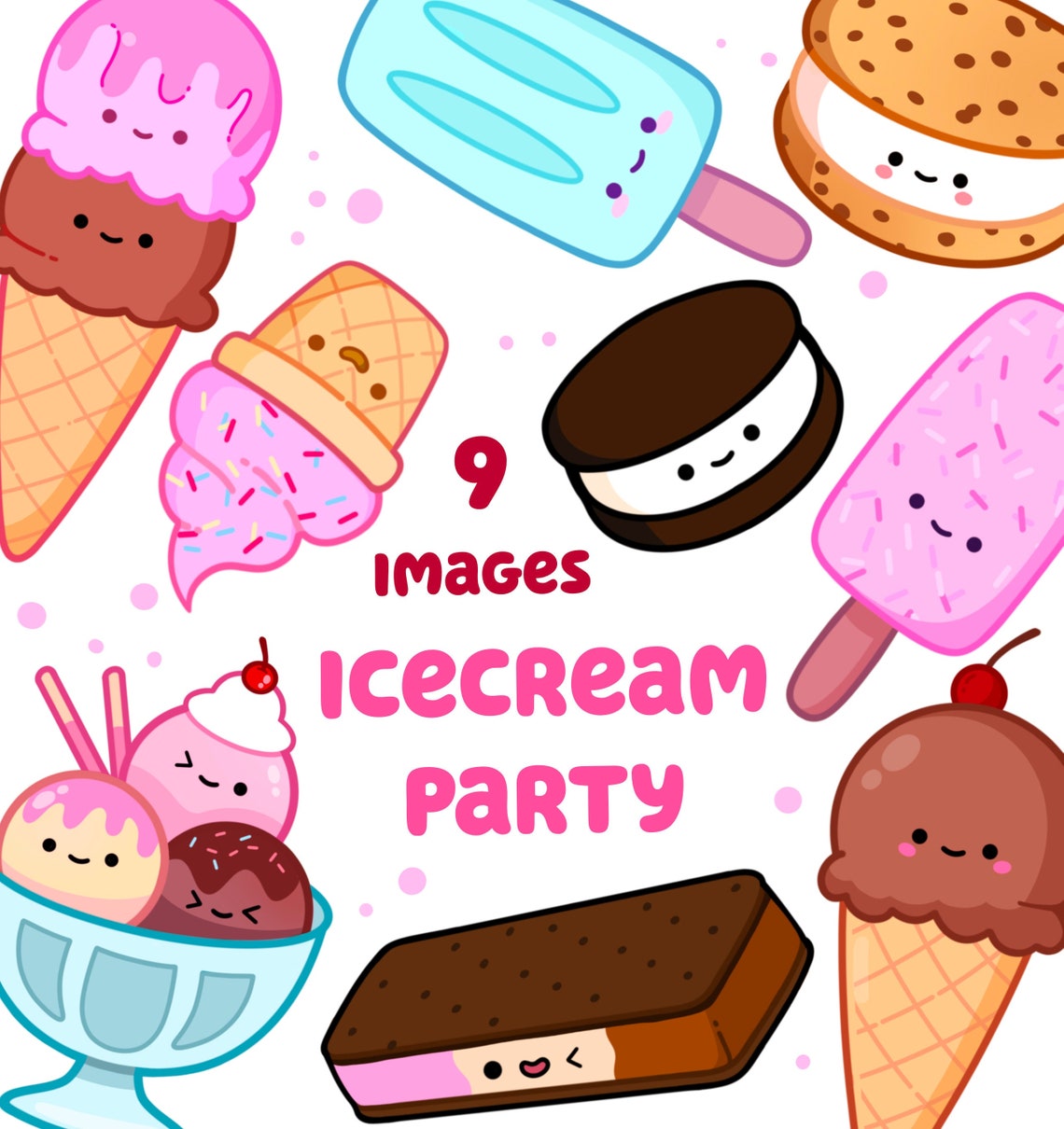 Icecream Clipart Graphics Set Variety Clipart Popsicle Sundae Dessert ...
