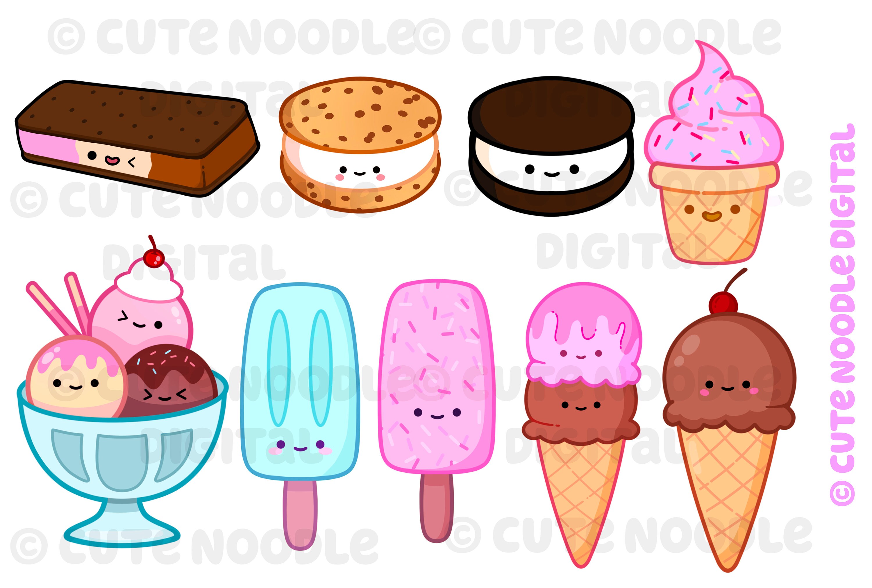 Icecream Clipart - Graphics Set Variety Clipart - Popsicle - Sundae ...