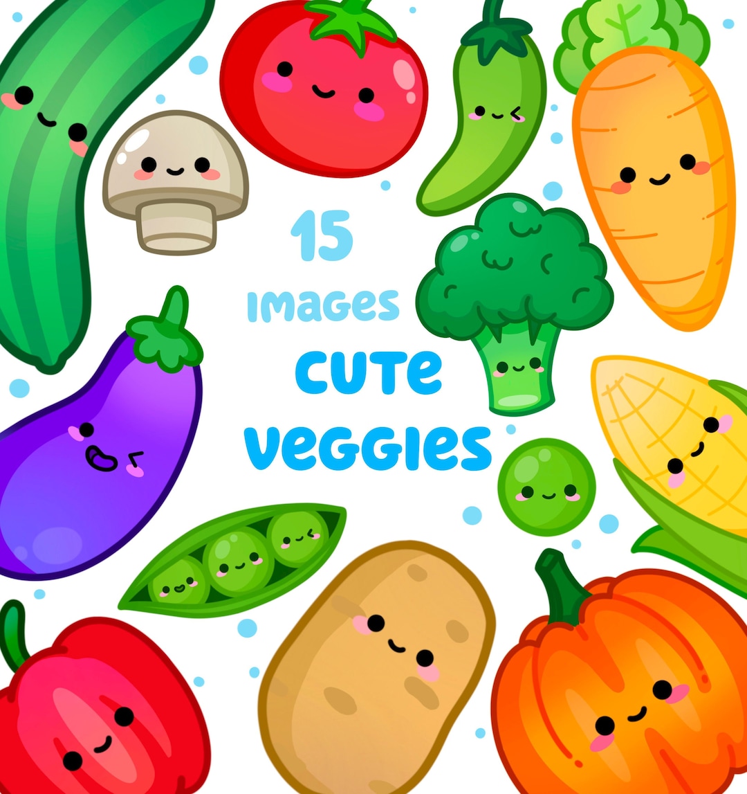 Kawaii Vegetable Clipart - Vegetable Variety Clipart - Instant Download ...