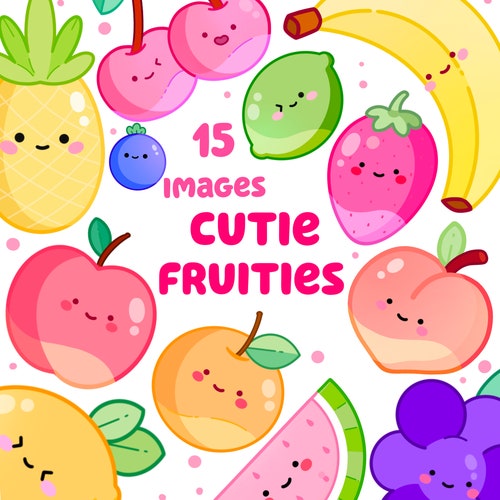 Fruit Clipart Instant Download Digital Files Kawaii Fruit - Etsy